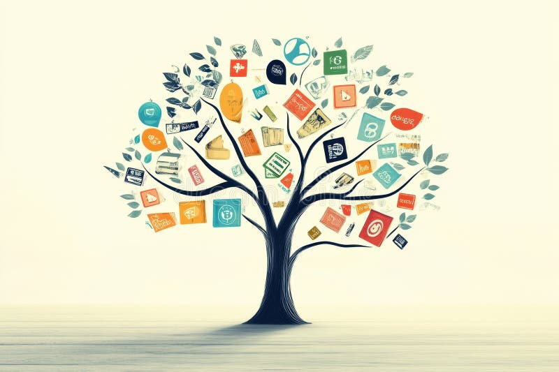 Abstract Tree Branches Showcase Discount Symbols and Price Tags As ... Abstract Tree Branches Showcase Discount Symbols and Price Tags As ...