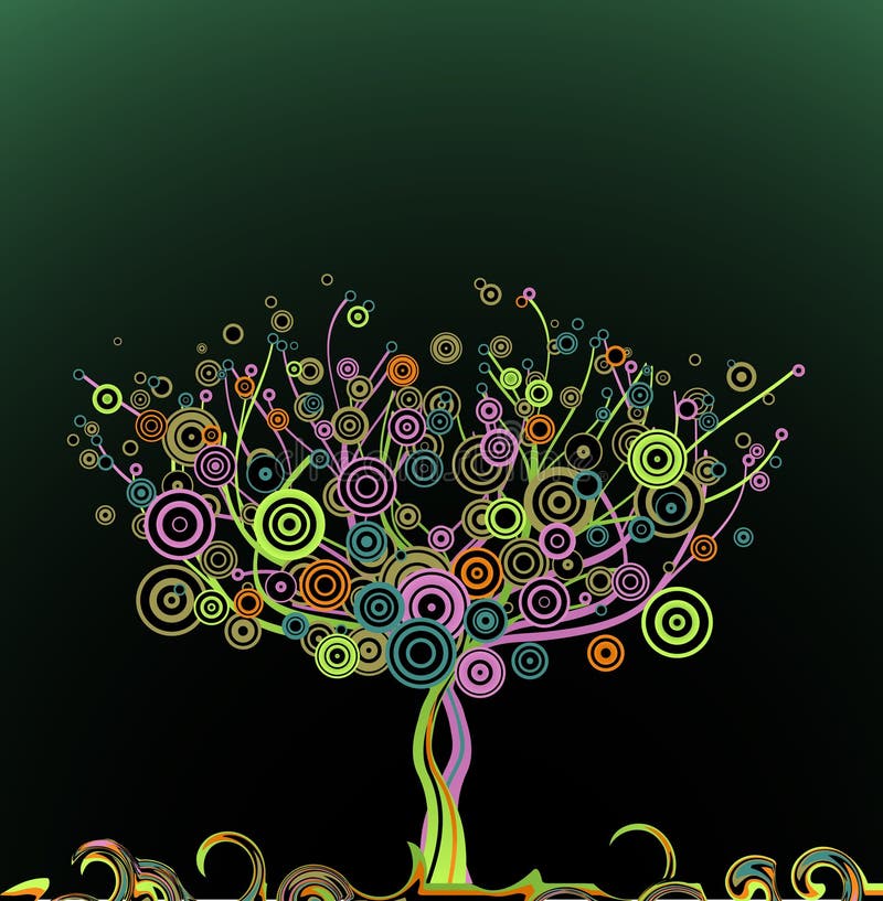 Abstract Tree with Circle Colorful Leaves. Vector Stock Vector ...