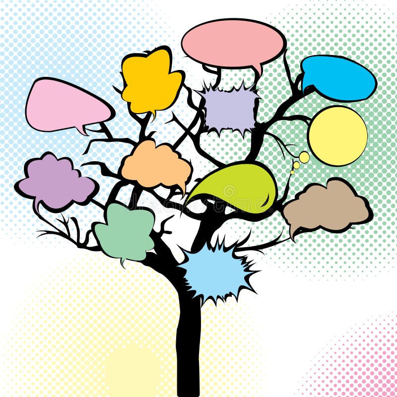 Abstract Tree with Colored Speech Bubbles Stock Vector - Illustration ...