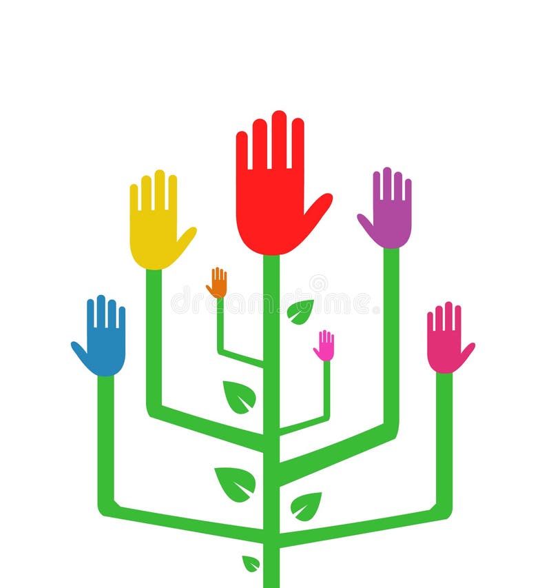 Abstract Tree with Colorful Hands Stock Vector - Illustration of ...