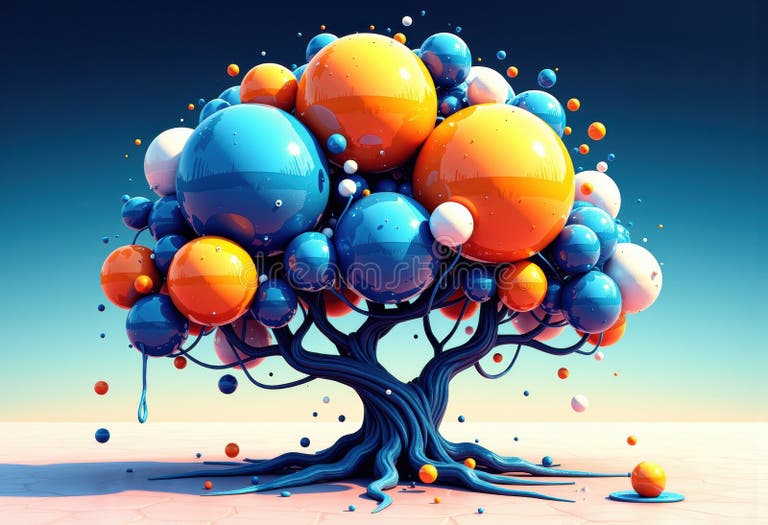 Abstract Tree with Colorful Spheres Representing Creativity and ...