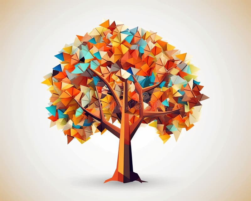 An Abstract Tree with Colorful Triangles on it Stock Illustration ...