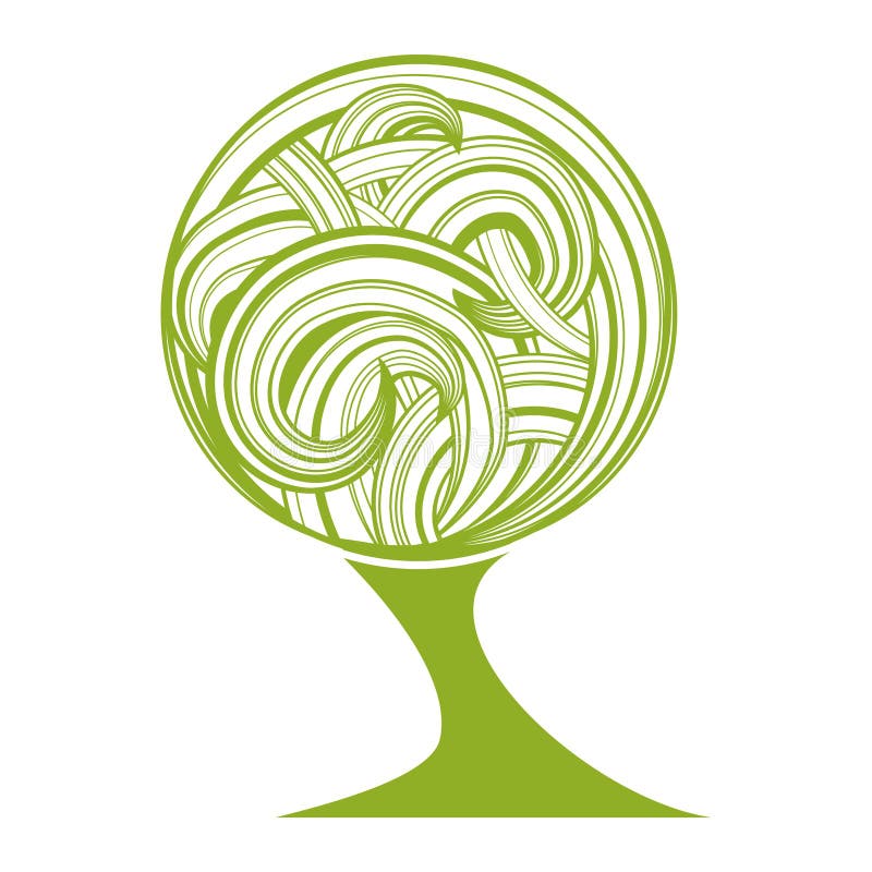 Abstract Tree with Curly Hair instead Leaves Stock Vector ...