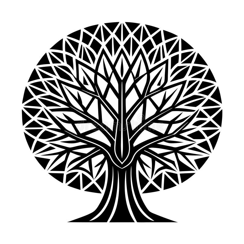Abstract Black and White Tree Vector Illustration, Minimalist Tree Art ...