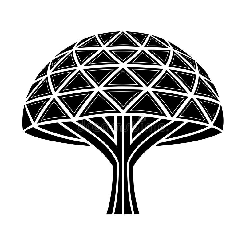 Abstract Tree Design Featuring a Geodesic Dome of Triangles in Black ...