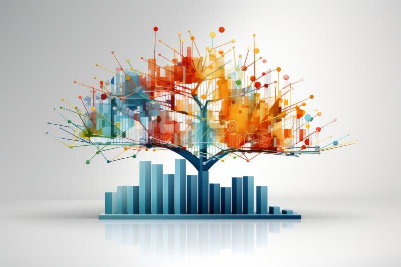 Abstract Tree Design Featuring Graphs Symbolizing Growth with Green ...