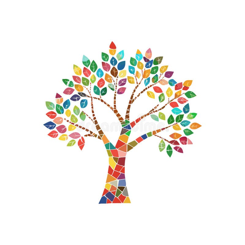 Abstract Tree Design: Geometric Black and White Tree with Triangle ...