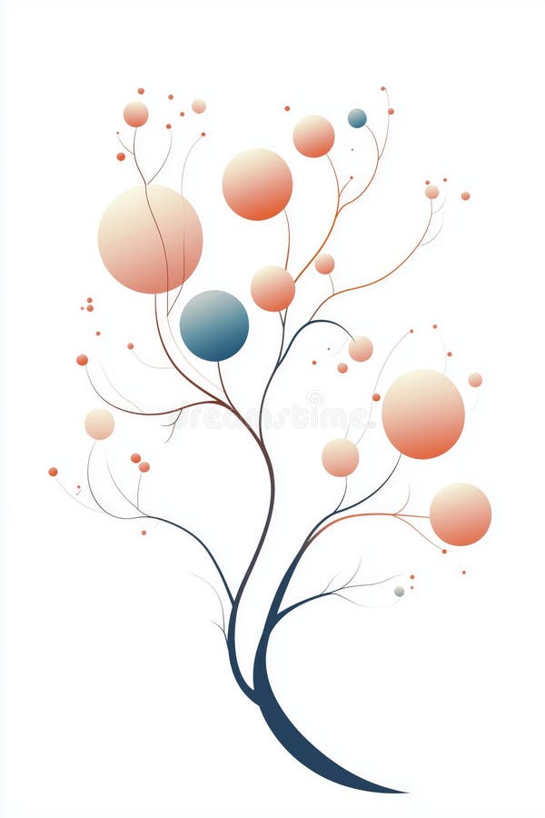 Abstract Tree Design with Soft Circles Representing Growth in Pastel ...