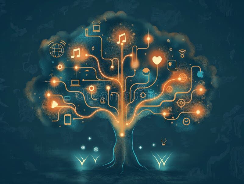 Digital Mind Tree Concept stock photo. Image of futuristic - 318328092