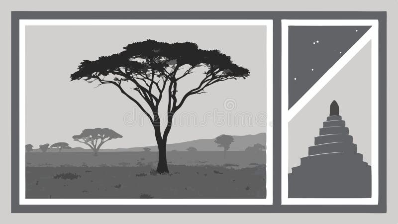 Abstract Tree Forms with Geometric Panels, Nature Inspired Vector ...