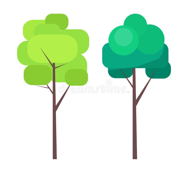 Abstract Tree in Green Colors on Thin Trunk Vector Stock Vector ...