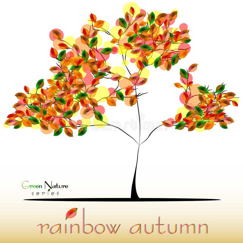 Abstract Tree in Green-red-yellow Foliage at Fall. Golden Autumn Stock ...