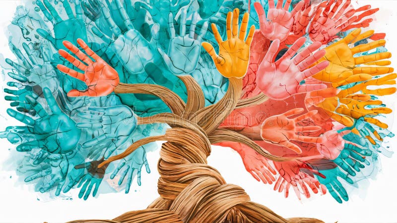 Abstract Tree of Hands, Unity, Diversity, High Quality Image Stock ...