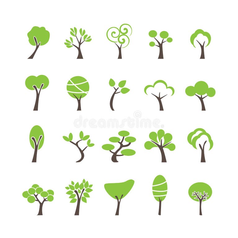 Abstract Tree Icon Set, Vector Eps10 Stock Vector - Illustration of ...