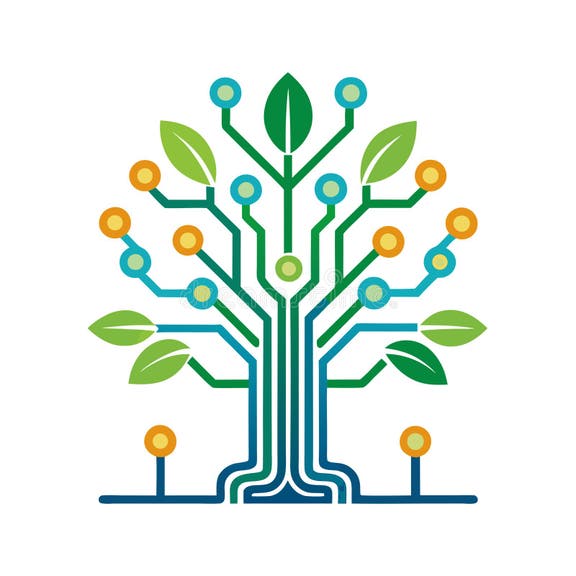 Abstract Tree Illustration Combining Technology and Nature with a Digital Circuit Design Stock ...