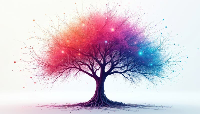 Abstract Tree Illustration Evolving Adaptive Neural Networks. Vibrant ...