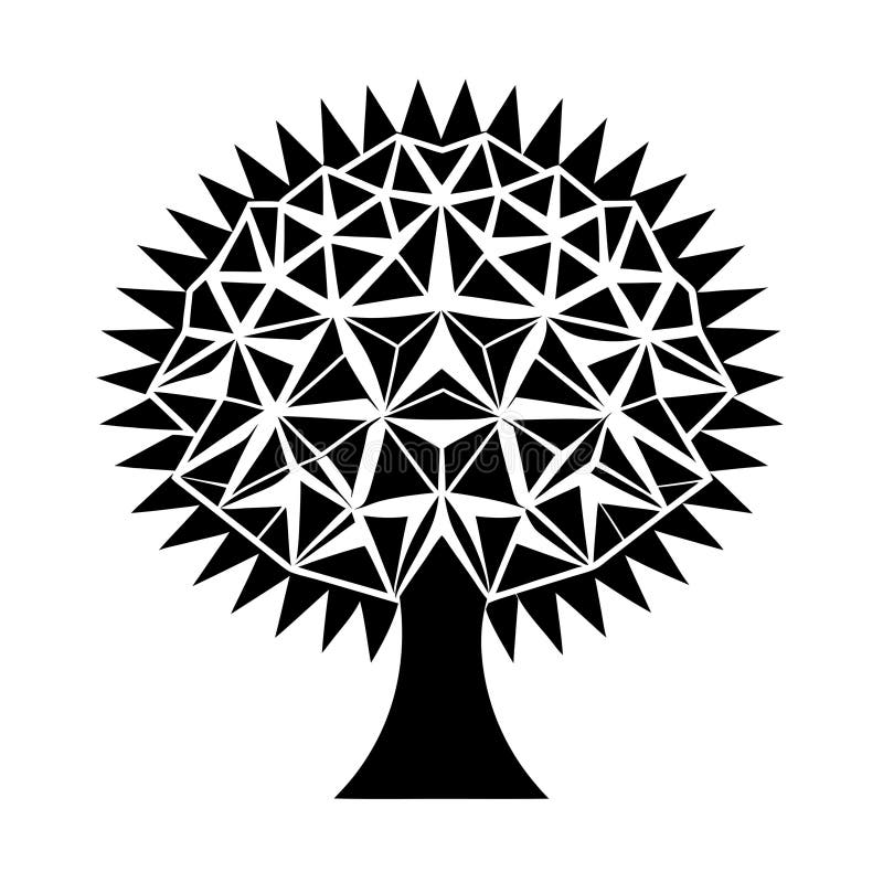 Geometric Tree: Abstract Black and White Triangle Design Illustration ...