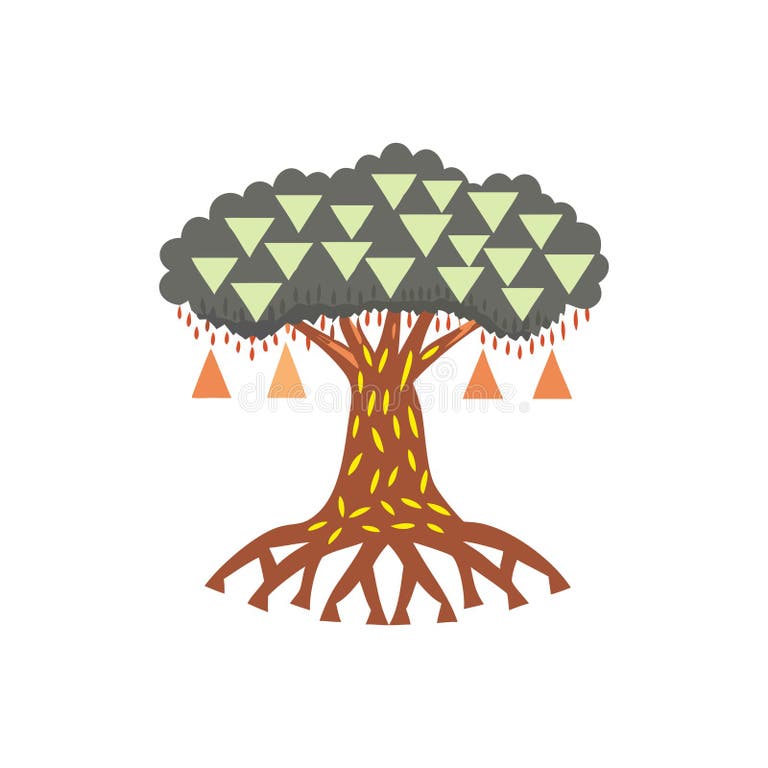 Abstract Tree with Geometric Shapes and Roots Isolated on White Stock ...