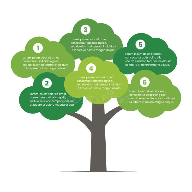Tree Infographics Template with 6 Branches Options and Root Stock ...