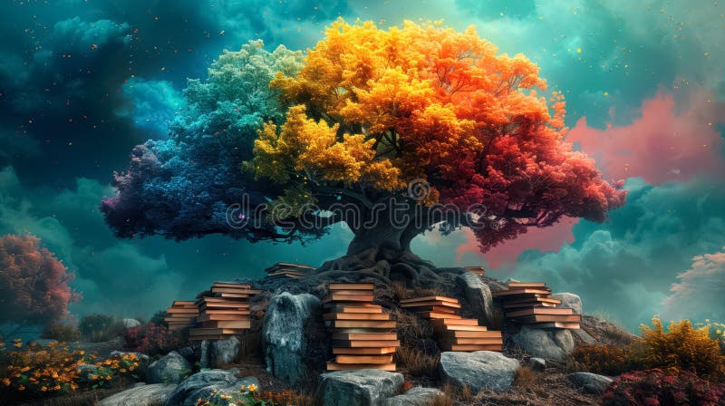 Abstract Tree of Knowledge, Study and Expertise, Symbolizing the ...