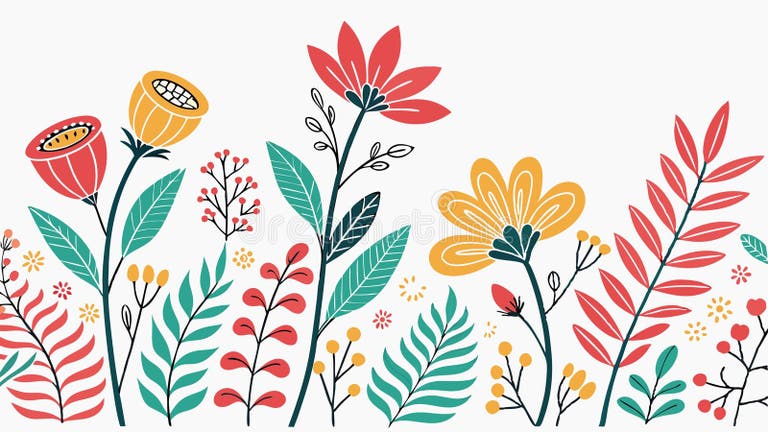 Abstract Tree with Large Leaves and Flowing Branch Structure, Vector ...