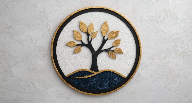 Abstract Tree of Life Design in Round Frame Stock Illustration ...