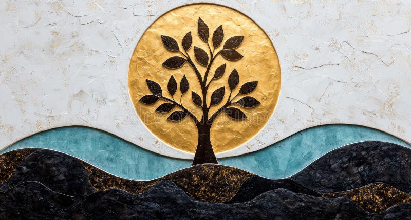 Abstract Tree of Life Design on Textured Background Stock Illustration ...