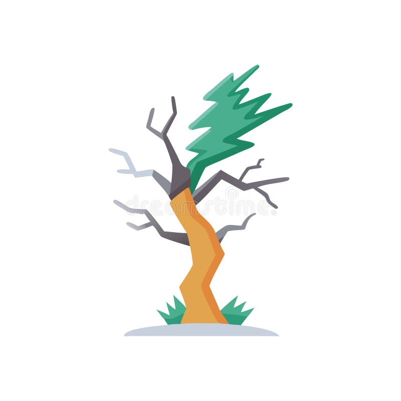 Abstract Tree with Lightning Bolt Illustration, Black and White ...