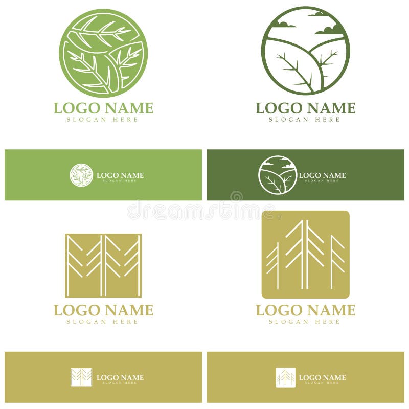 Abstract Tree Logo for Forest and Park Nature.with a Combination of ...