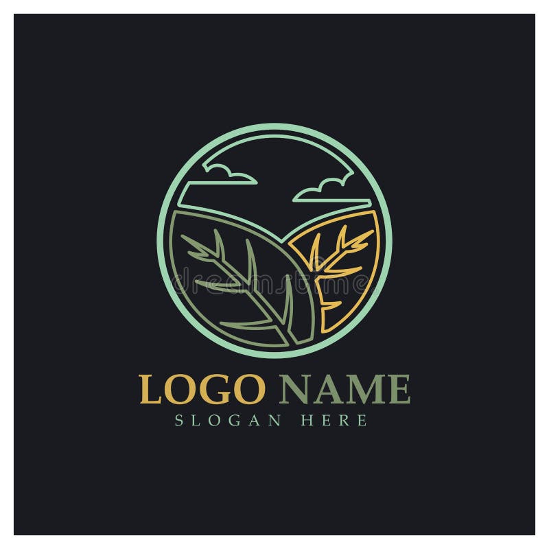 Abstract Tree Logo for Forest and Park Nature.with a Combination of ...