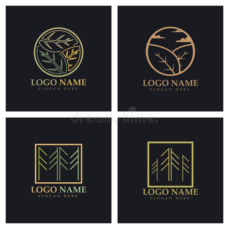Abstract Tree Logo for Forest and Park Nature.with a Combination of ...