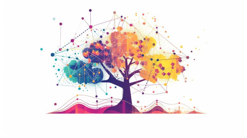 Abstract Tree with Network Connections and Vibrant Colors Stock Photo ...