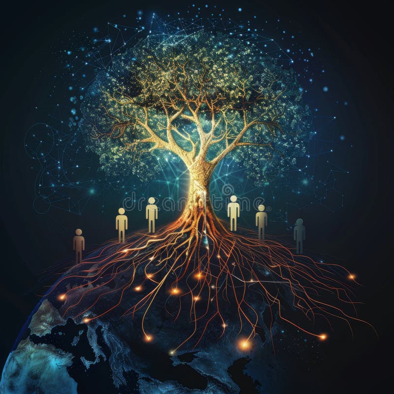 Abstract Tree Network Over Earth Stock Photo - Image of humanity ...