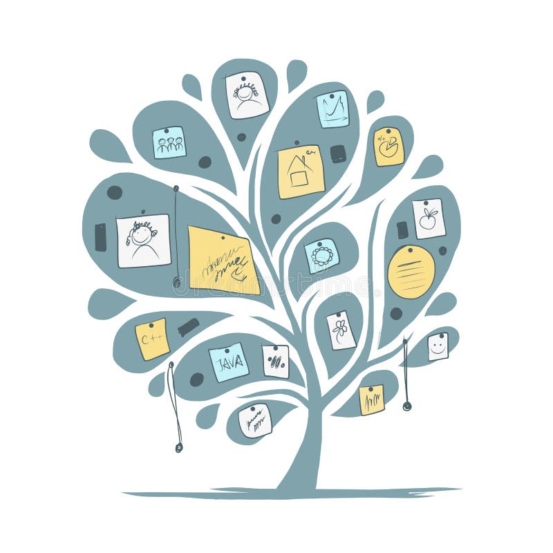 Abstract Tree with Notes for Your Design Stock Vector - Illustration of ...