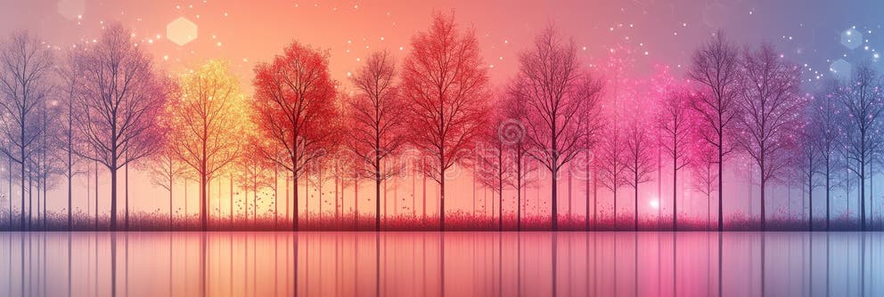 Abstract Tree Patterns Combined with Hexagonal Grid Overlays Blend ...