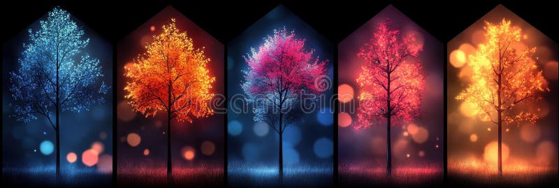 Abstract Tree Patterns Combined with Hexagonal Grid Overlays Blend ...