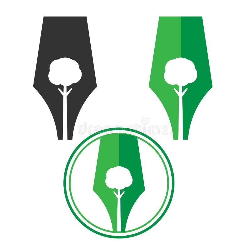 Abstract Tree and Pen Logo-Vector Logo Stock Vector - Illustration of ...