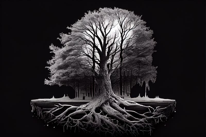 Abstract Tree with Roots. Generative AI Stock Illustration ...