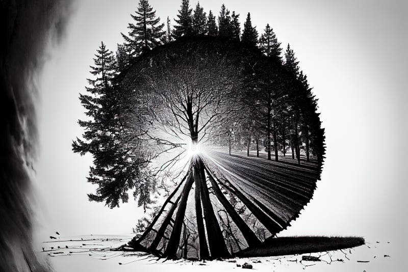 Abstract Tree with Roots. Generative AI Stock Illustration ...