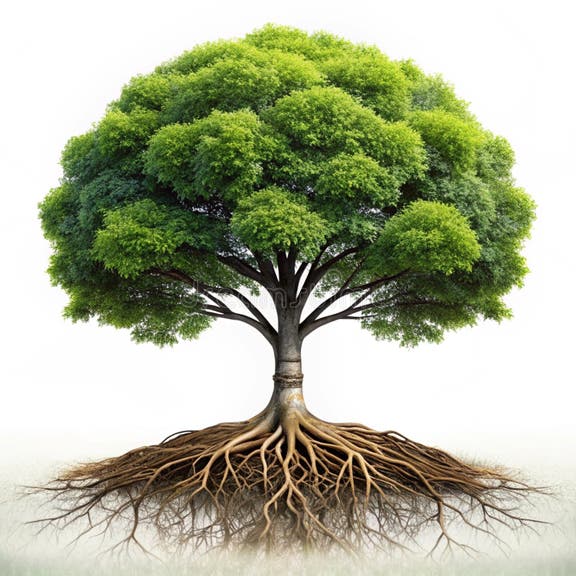 Abstract Tree with Roots Isolated White Background Stock Illustration ...