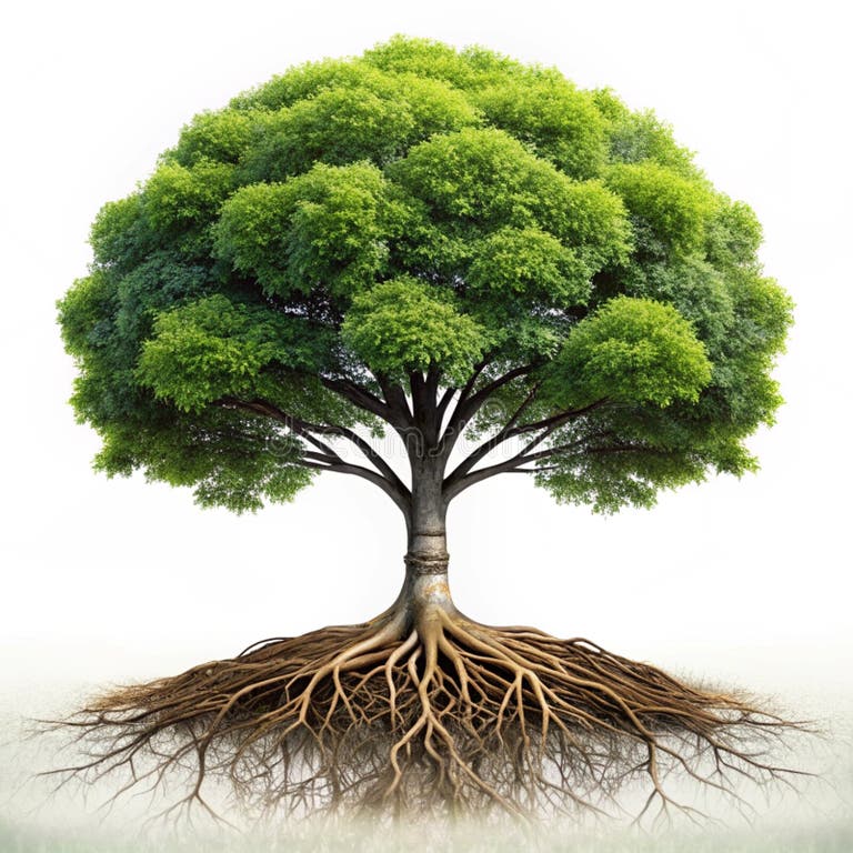 Abstract Tree with Roots Isolated White Background Stock Illustration ...