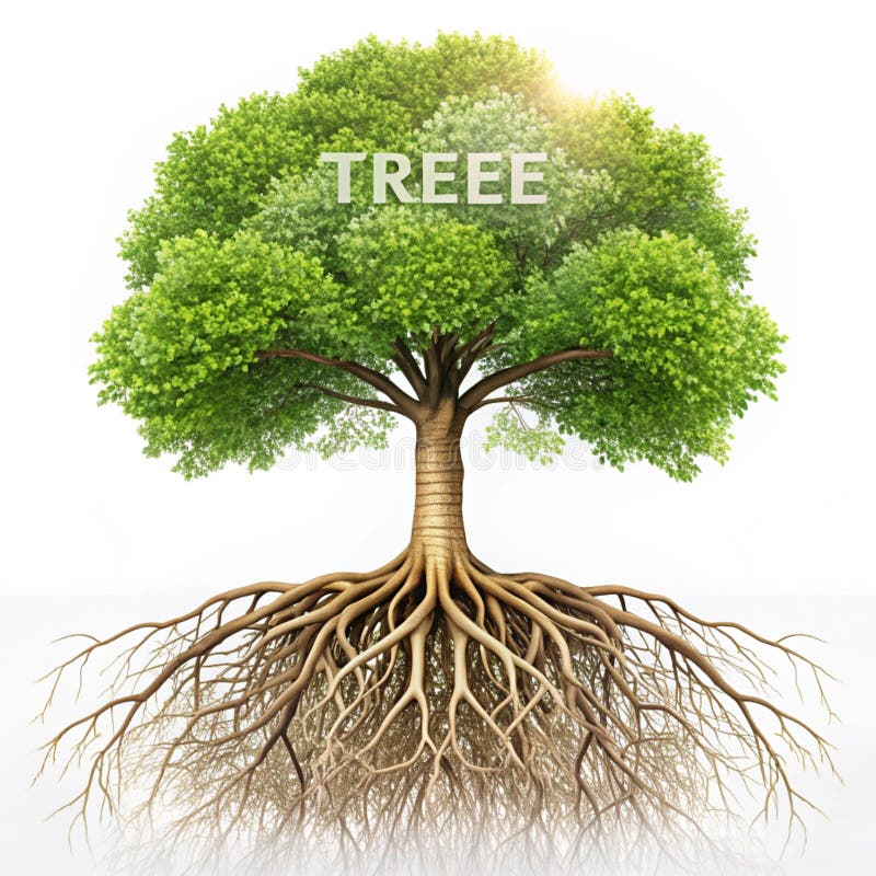 Abstract Tree and Roots stock illustration. Illustration of stylized ...