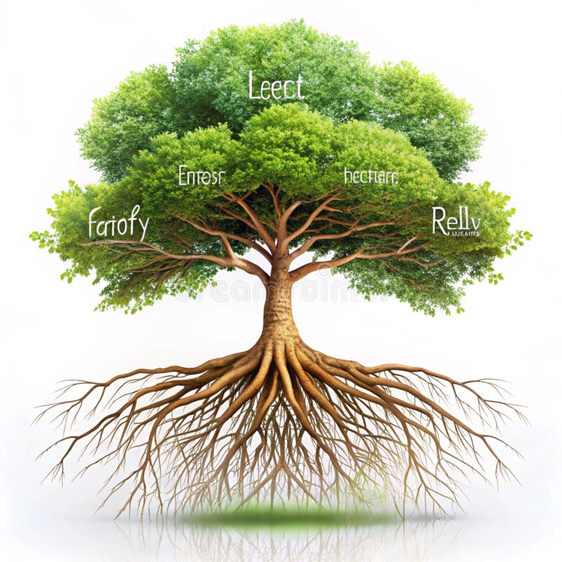 Abstract Tree and Roots stock illustration. Illustration of design ...