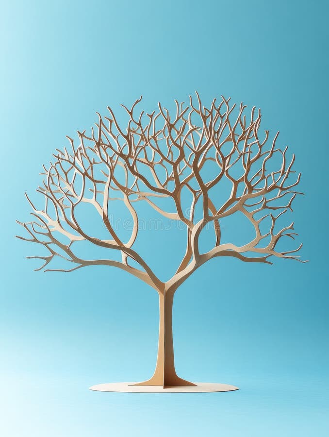 Abstract Tree Sculpture on a Blue Background. Stock Photo - Image of ...