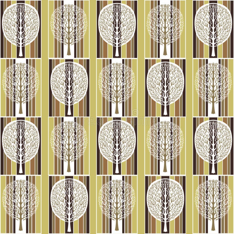 Abstract Tree Seamless Pattern, Vector Illustration, Vintage Drawing ...