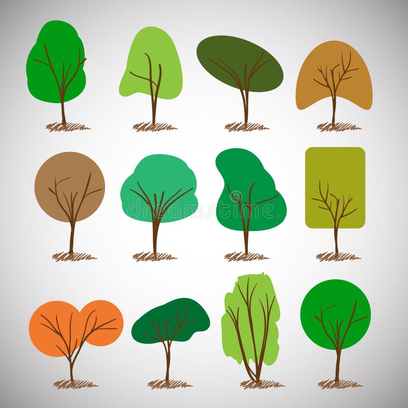 Abstract Tree Silhouettes Collection Clipart Stock Vector ...