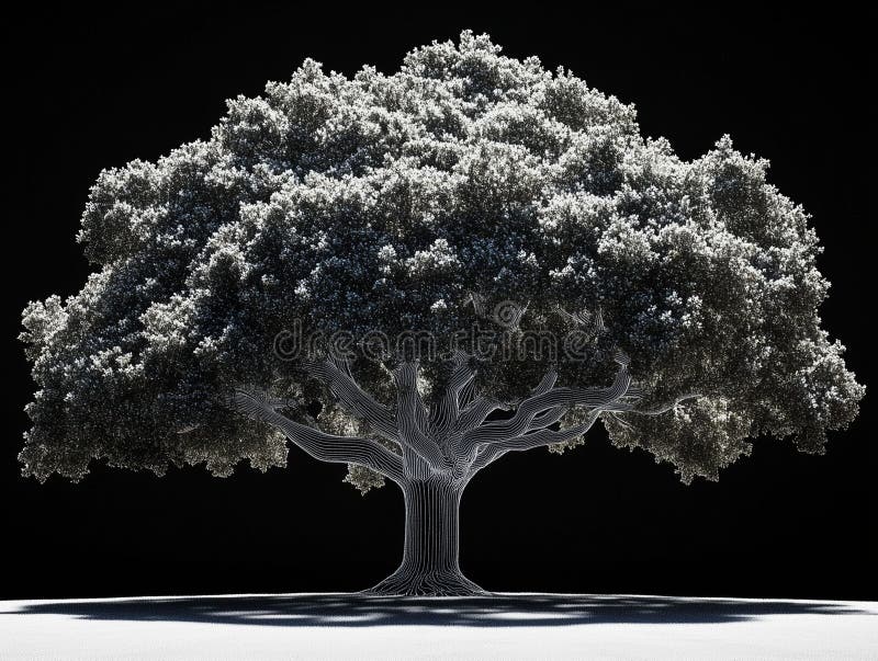 Abstract Tree Sketch on Black Background Stock Illustration ...