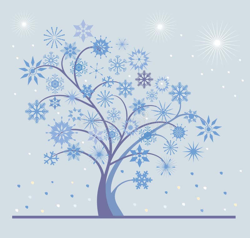 Abstract Tree With Snowflakes Stock Vector - Illustration of tree ...