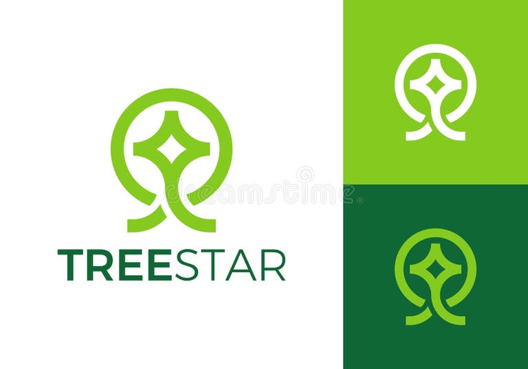 Abstract Tree with Star Logo Vector Design Stock Vector - Illustration ...