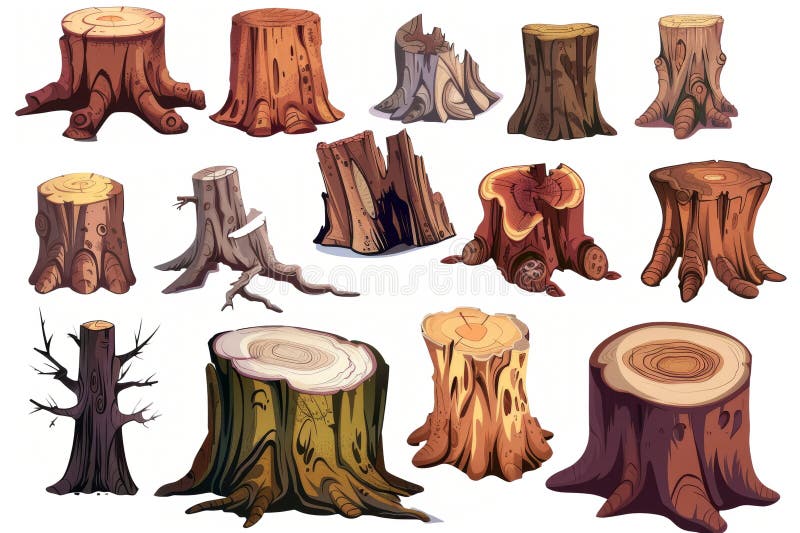 Abstract Tree Stumps: Different Tree Stump Profiles, Each Showcasing ...
